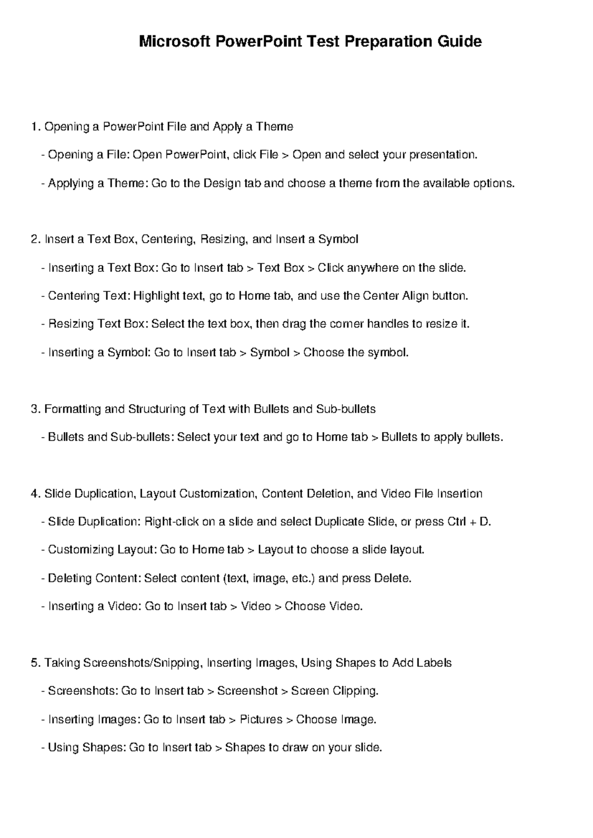 Power Point Test Preparation Guide - Microsoft PowerPoint Test ...