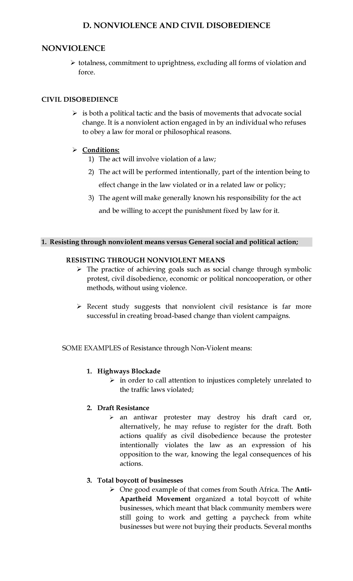 Non-Violence-and-Civil-Disobedience - NONVIOLENCE totalness, commitment to uprightness ...