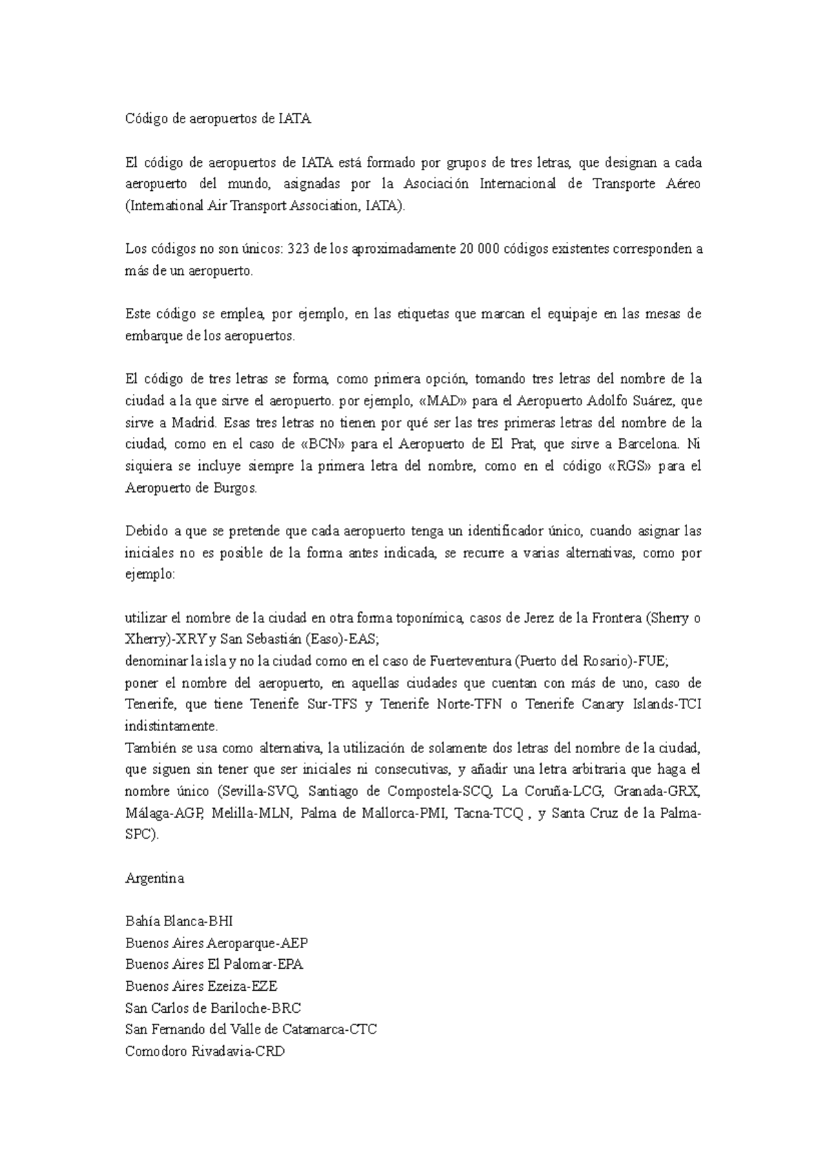 Codigos IATA - Tarea - Código de aeropuertos de IATA El código de ...