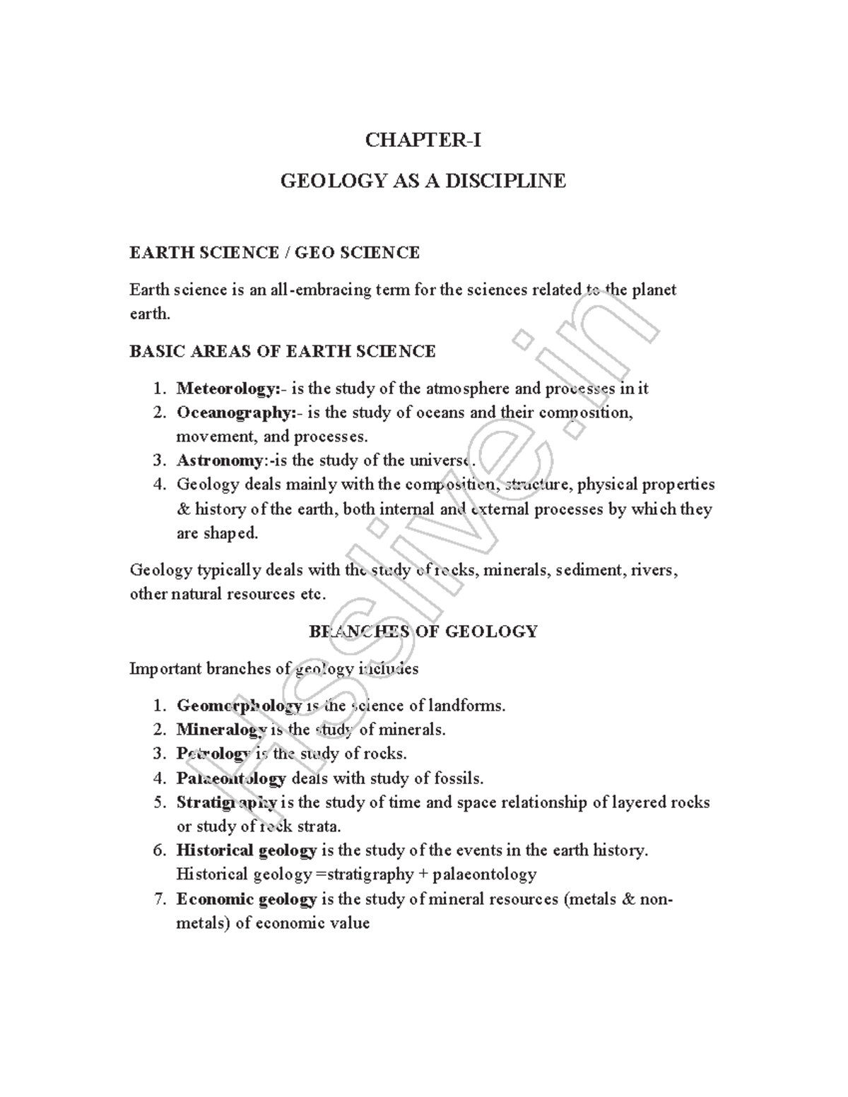 Hsslive xi geology chapter 1 - CHAPTER-I GEOLOGY AS A DISCIPLINE EARTH SCIENCE / GEO SCIENCE ...