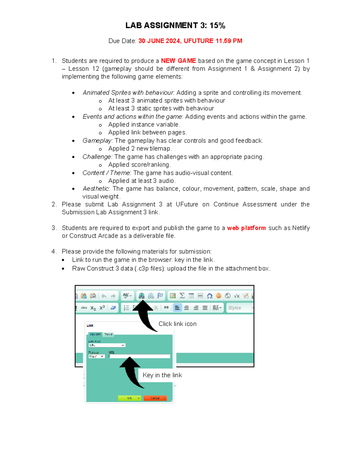 LAB Assignment 3 - gdlck - LAB ASSIGNMENT 3: 15% Due Date: 30 JUNE 2024, UFUTURE 11 PM Students ...
