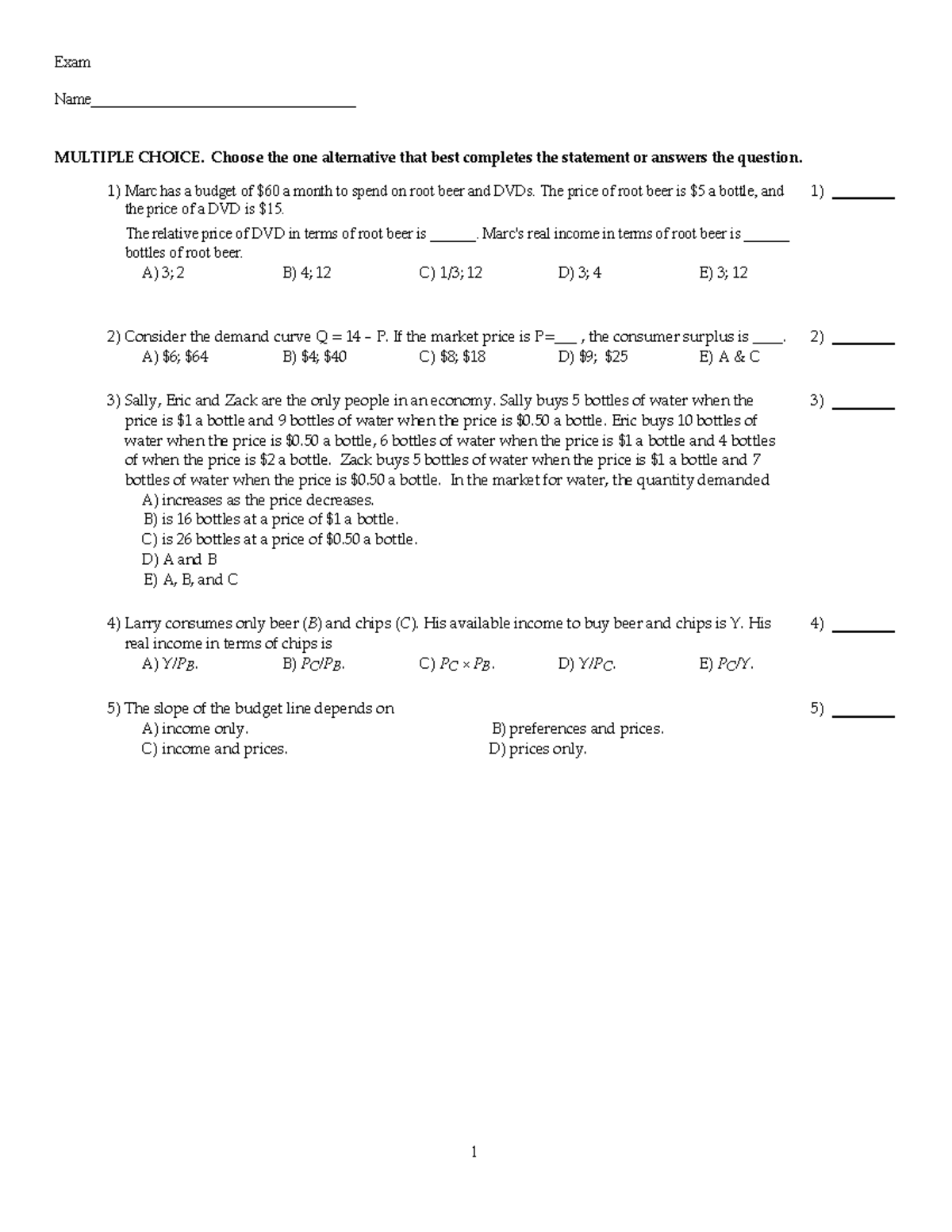 Econ 1021-MID2-Sample Questions - Exam Name ...