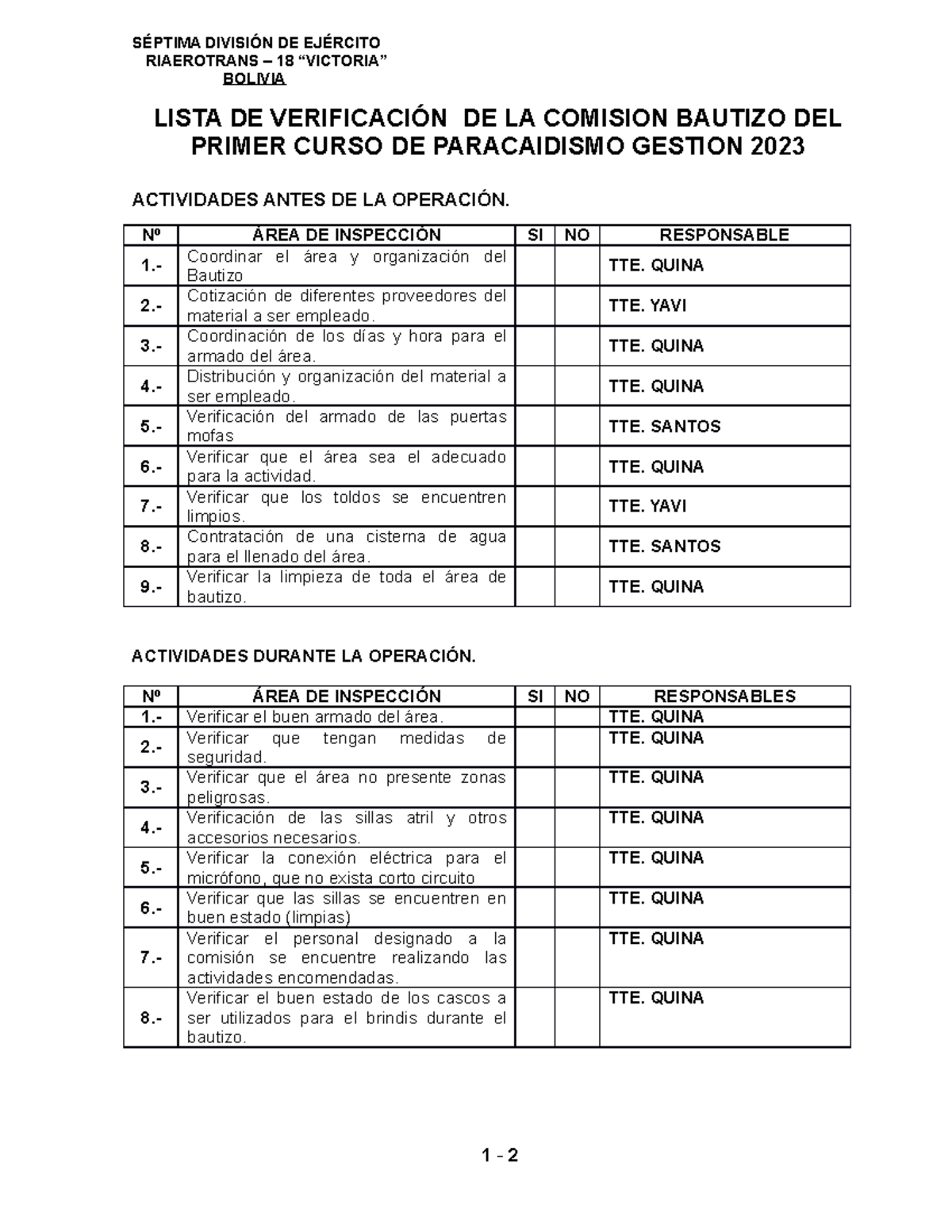 Lista DE Verificación bautizo - SÉPTIMA DIVISIÓN DE EJÉRCITO ...