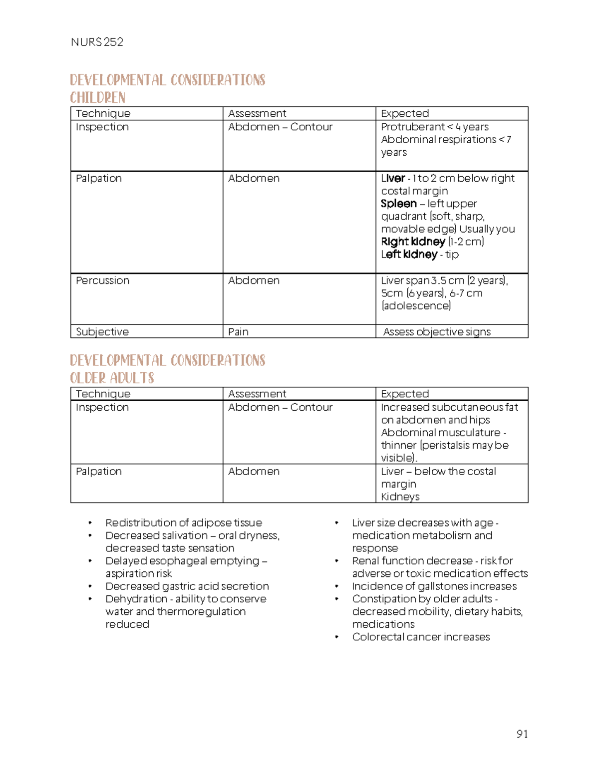NURS 252 Notes - Full Term-10 - Developmental Considerations Children ...