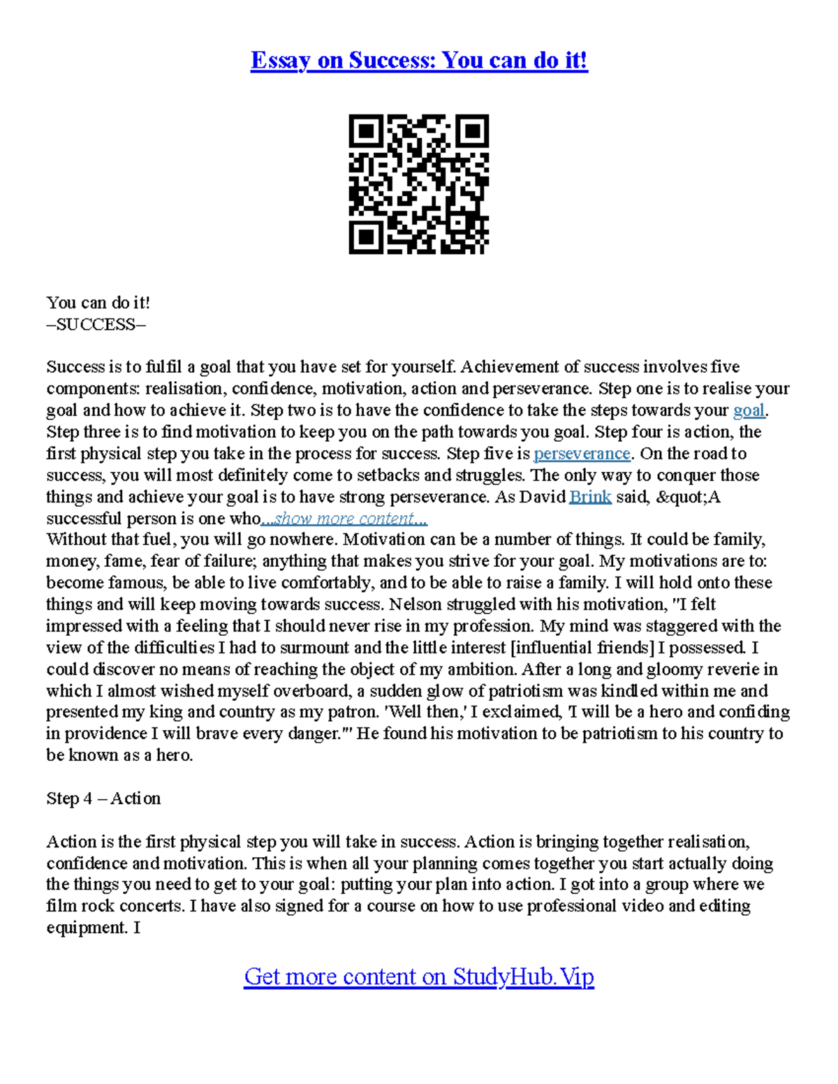 Essays About Success - Essay on Success: You can do it! You can do it ...