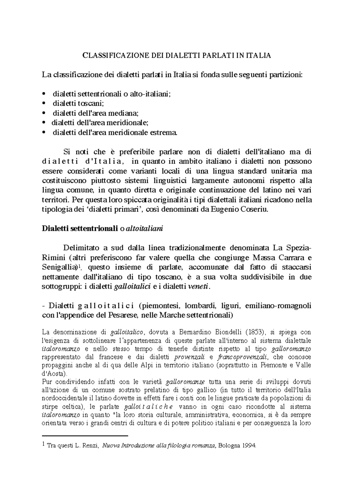 Class dialetti it - CLASSIFICAZIONE DEI DIALETTI PARLATI IN ITALIA La ...
