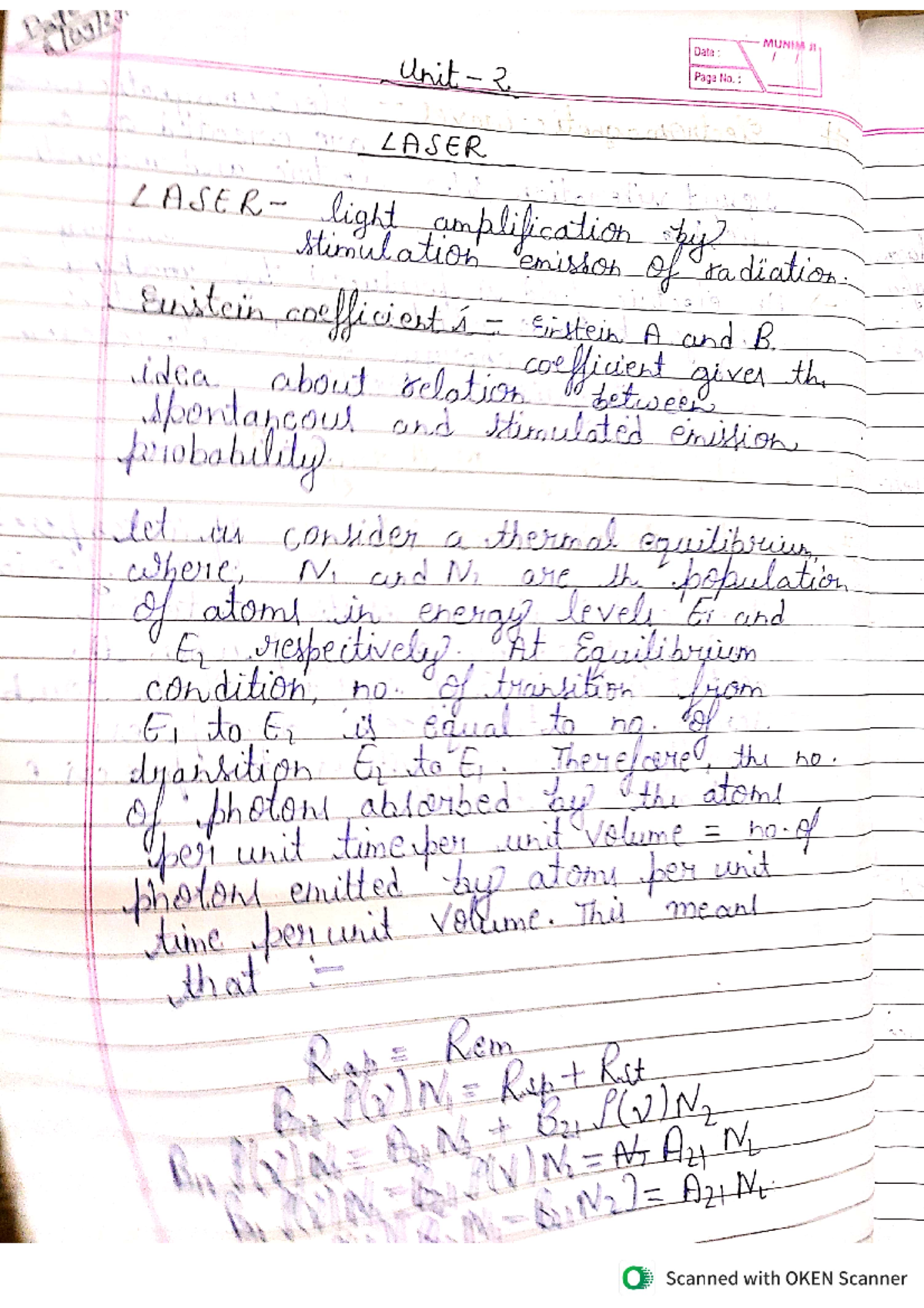 Lasers unit 2 pdf - Engineering Physics - Studocu