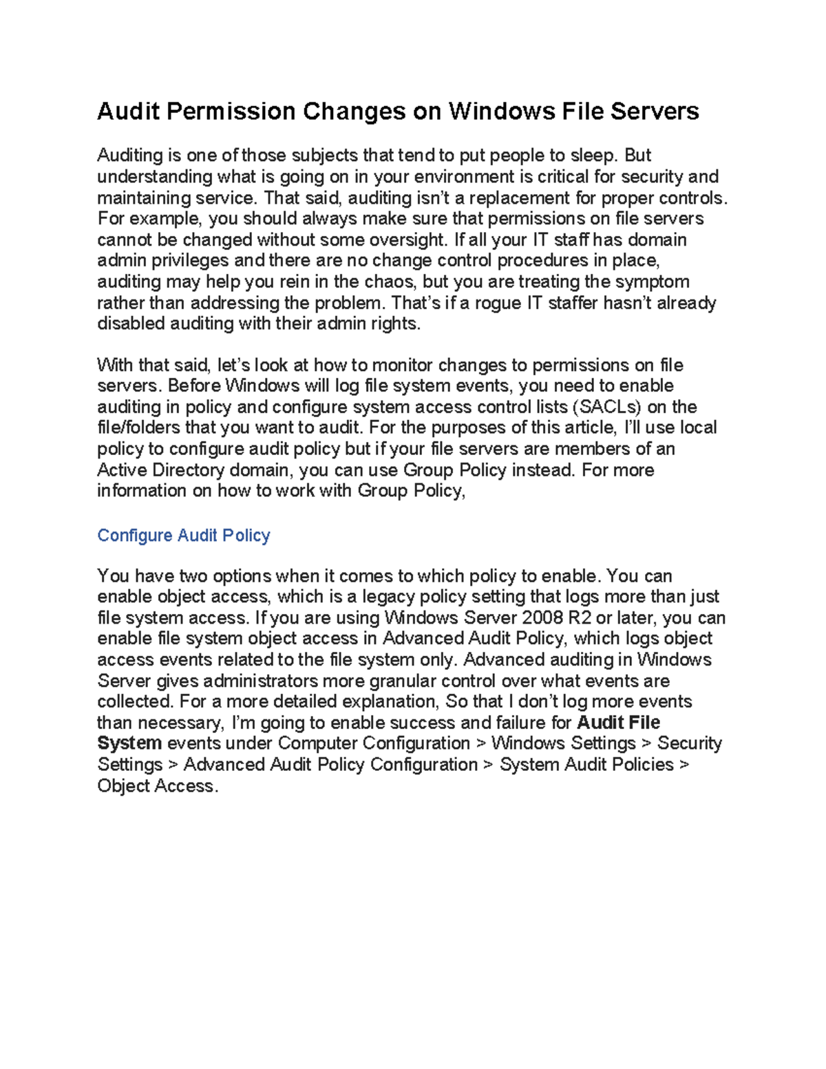 Audit Permission Changes on Windows File Servers - But understanding ...