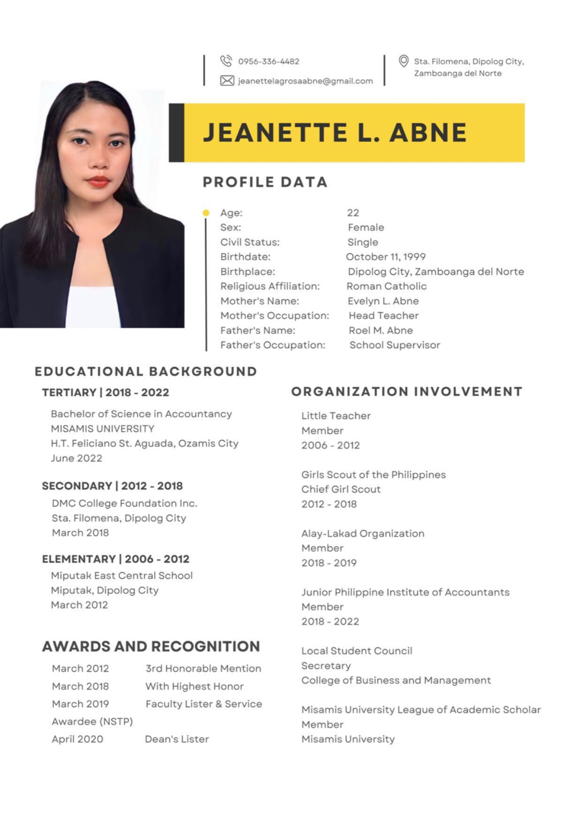 Resume - None - BS Accountancy - Studocu