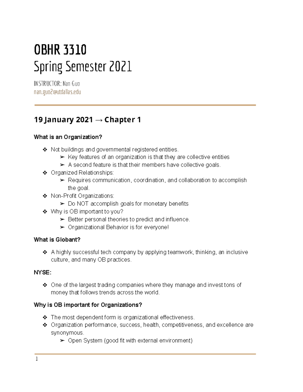 OBHR Class Notes (CH1) - Google Docs - OBHR 3310 Spring Semester 2021 ...