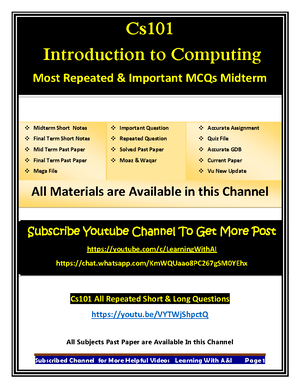 CS-101 MCQS - MCQ CS- 1.is the process of designing and building an ...