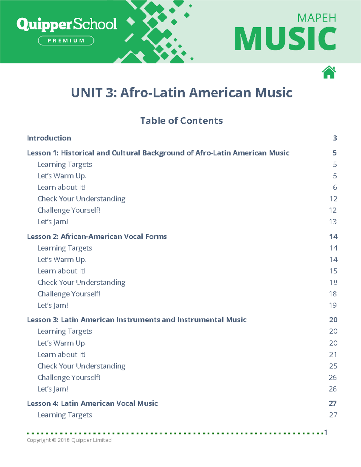 Final Music 10.3 Afro-Latin American Music, 4 Lessons - UNIT 3: Afro ...