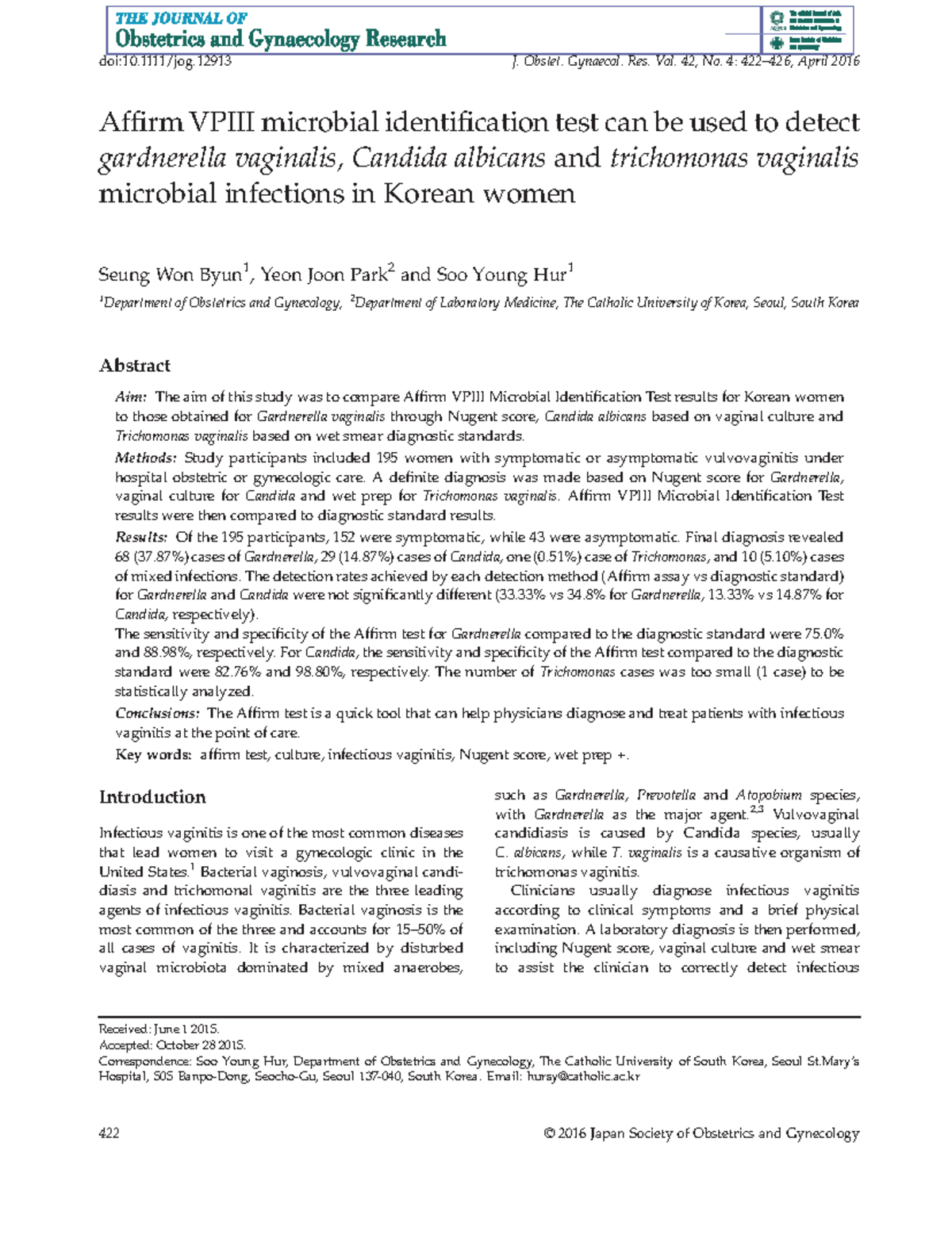 Affirm Vpiii microbial identification te - Affirm VPIII microbial ...