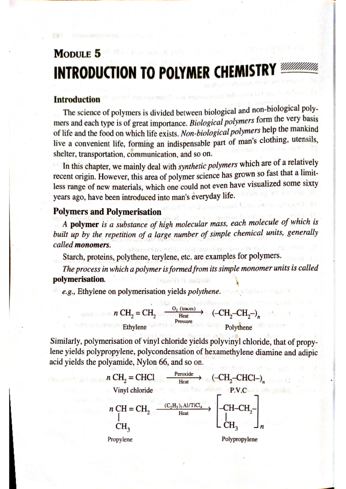 Introduction to Polymers - Inorganic Chemistry-I - Studocu