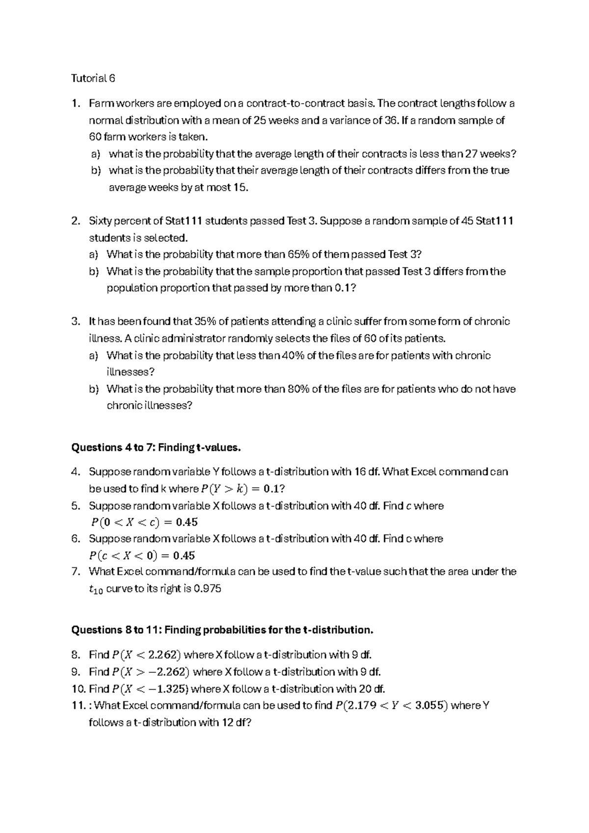Tutorial 6 - Just try to understand statistics - Tutorial 6 Farm ...