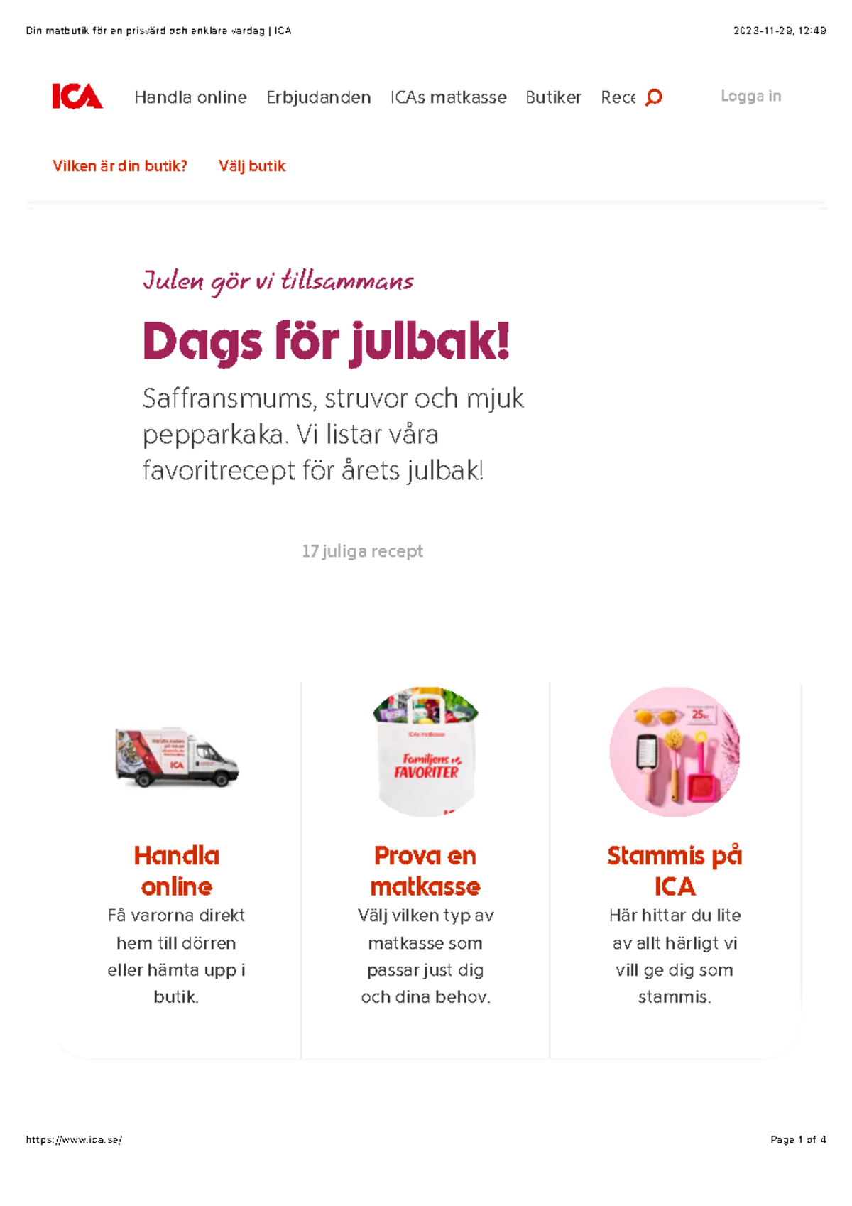 Din matbutik för en prisvärd och enklare vardag ICA - Handla online Få ...