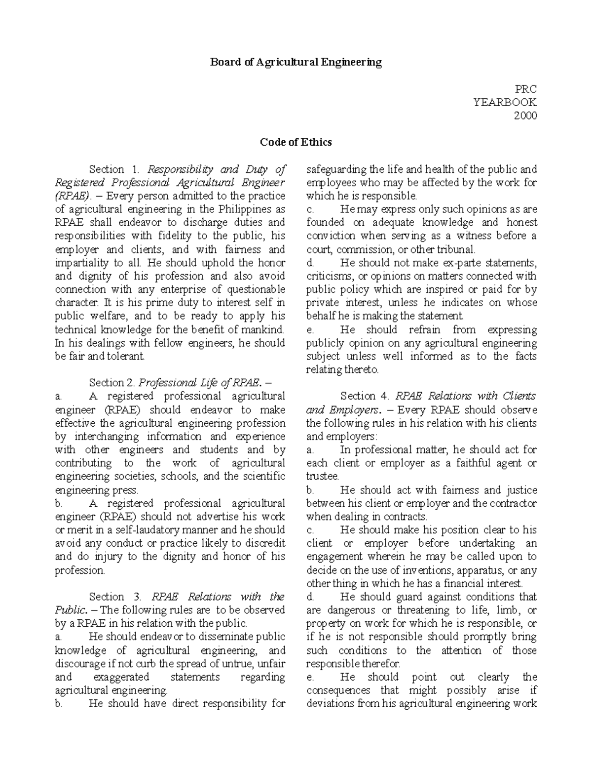 Code-of-Ethics - Review - Board of Agricultural Engineering PRC ...