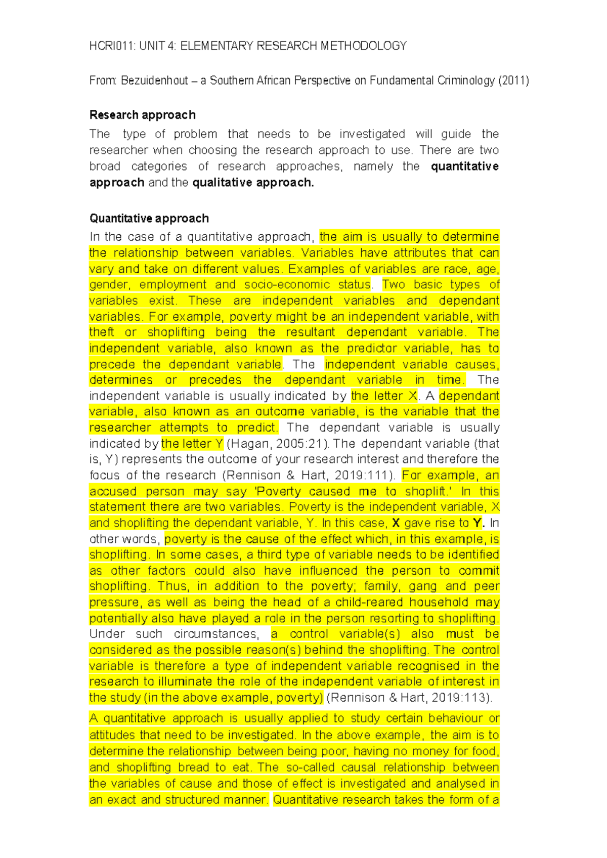 PROF Oliver UNIT 4 Research Methodology HCRI011 2024 - HCRI011: UNIT 4 ...