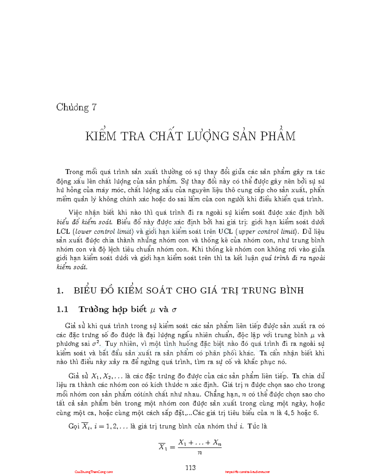 C7 - Kiểm Tra Chất Lượng Sản Phẩm - Ch ’u ’ong 7 KI ’ ˆ EM TRA CH ́ ˆ AT L ’U .’ONG S ’AN PH ’ ˆ ...