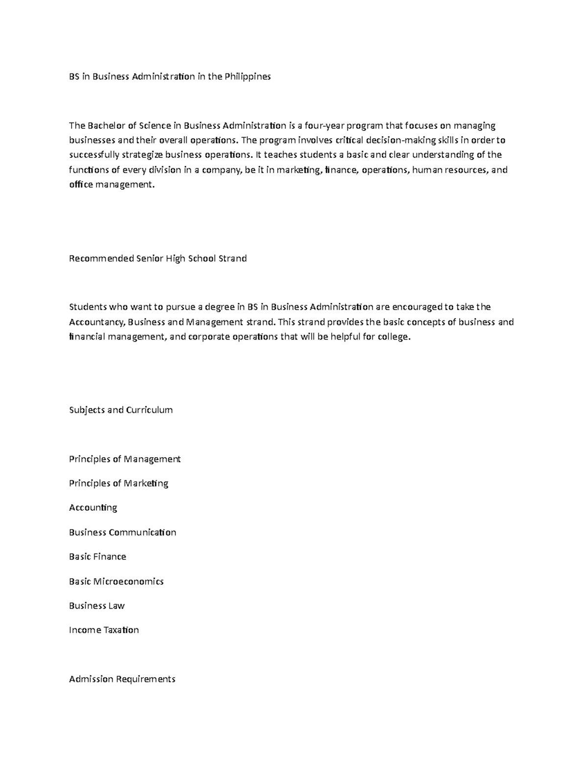 Business Administration Course in The Philippines - BS in Business ...