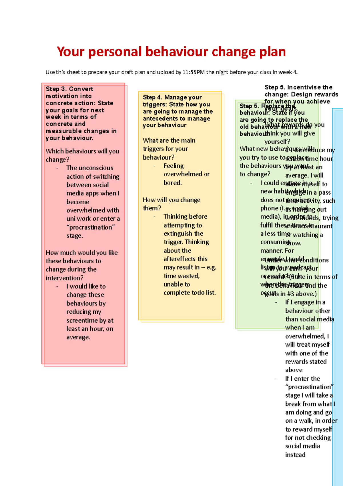 2023 PSYC2015 Draft behaviour change plan - PSYC2015 - USyd - Studocu