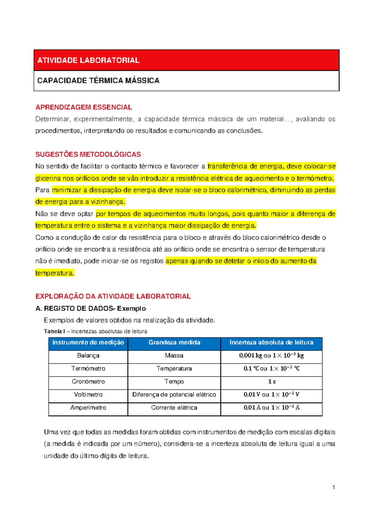 Guiao capacidd term massica - APRENDIZAGEM ESSENCIAL Determinar ...