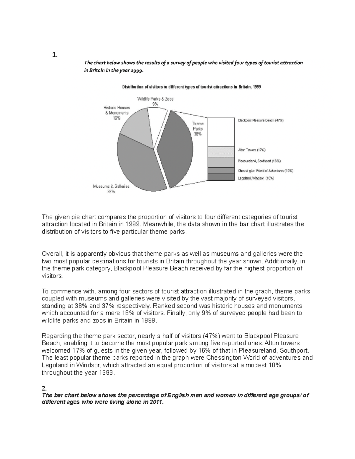 Mix chart - IELTS writing task 1 - 1. The given pie chart compares the ...