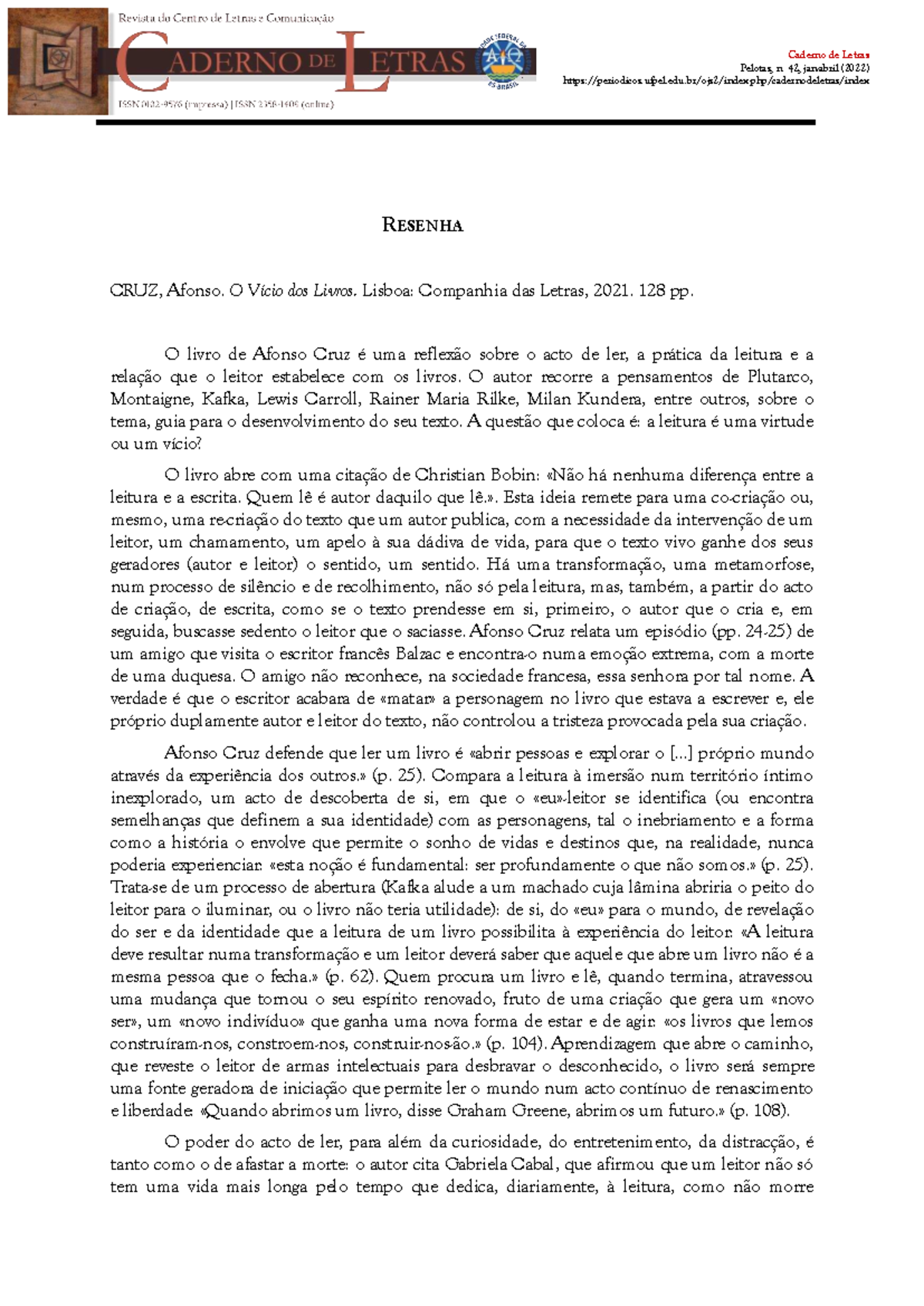 O Vicio dos Livros Afonso Cruz recensao - Caderno de Letras Pelotas, n ...