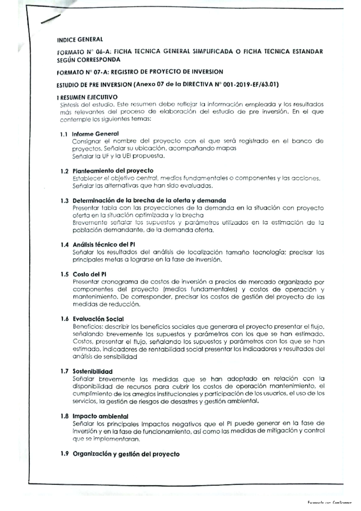 Indice General - PERFIL TECNICO - INDICE GENERAL FORMATO FICHA TECNICA GENERAL SIMPLIFICADA o ...