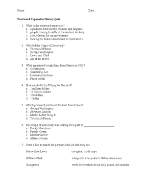 Westward worksheet - Video guide for America: The Story of US - America ...
