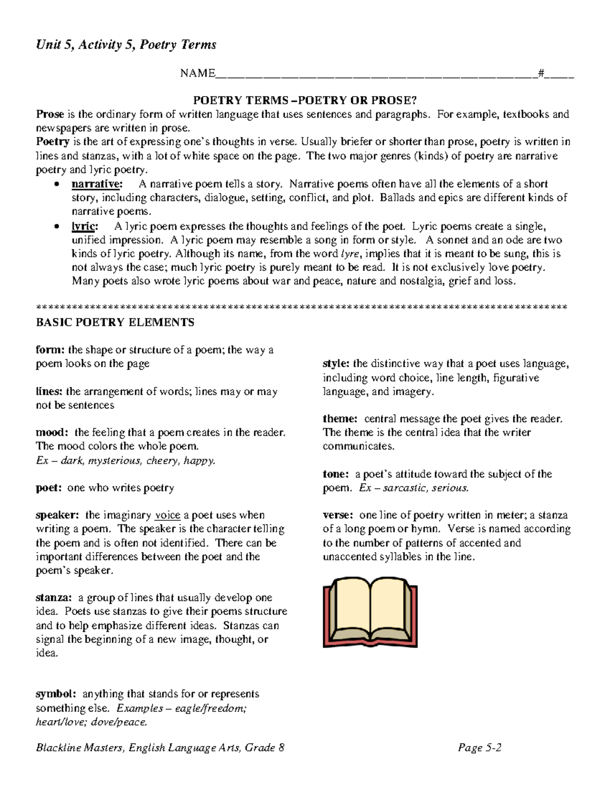 Poetry Terms - AP textbook documents - Unit 5, Activity 5, Poetry Terms ...