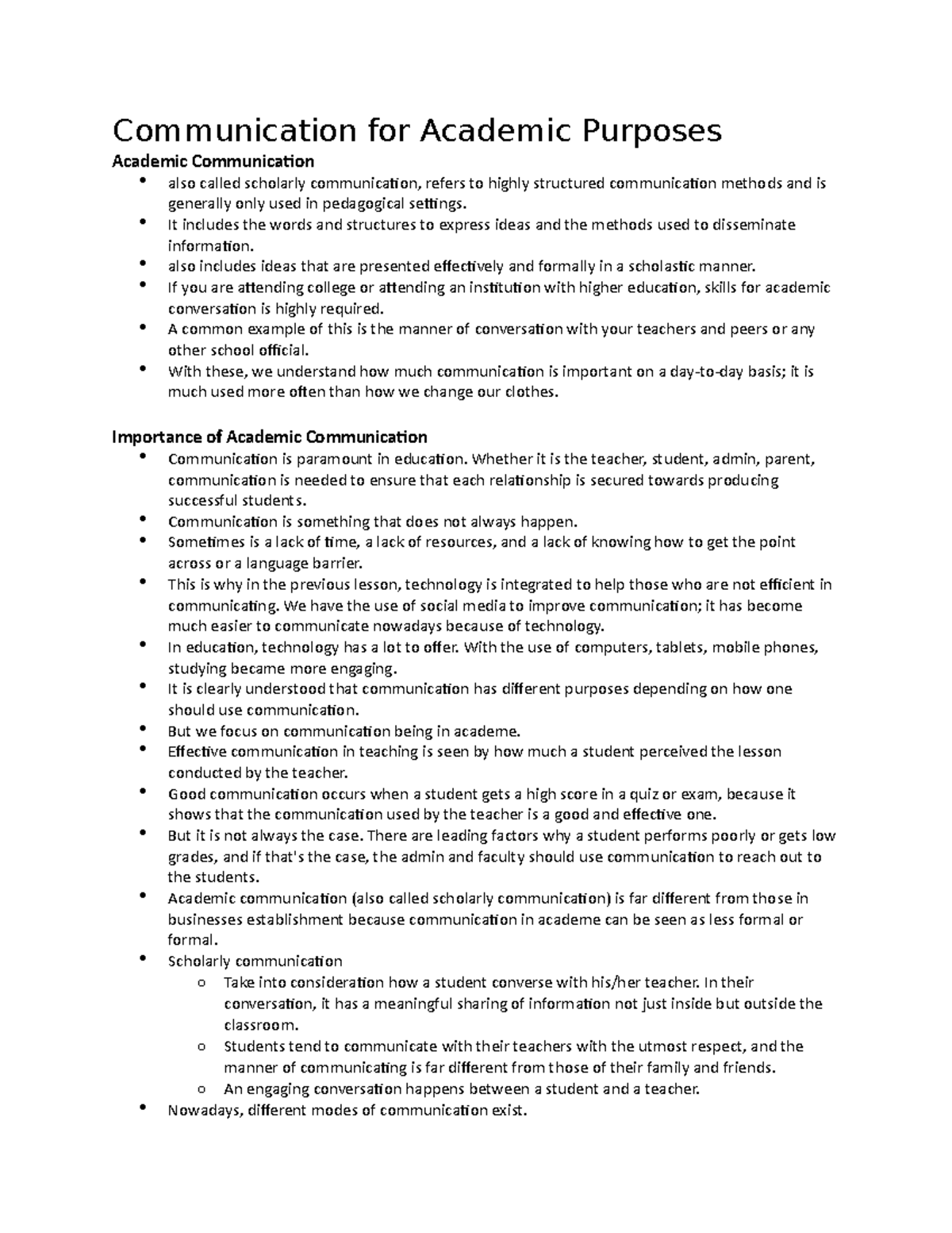 Lesson 8 Communication for Academic Purposes - Communication for ...