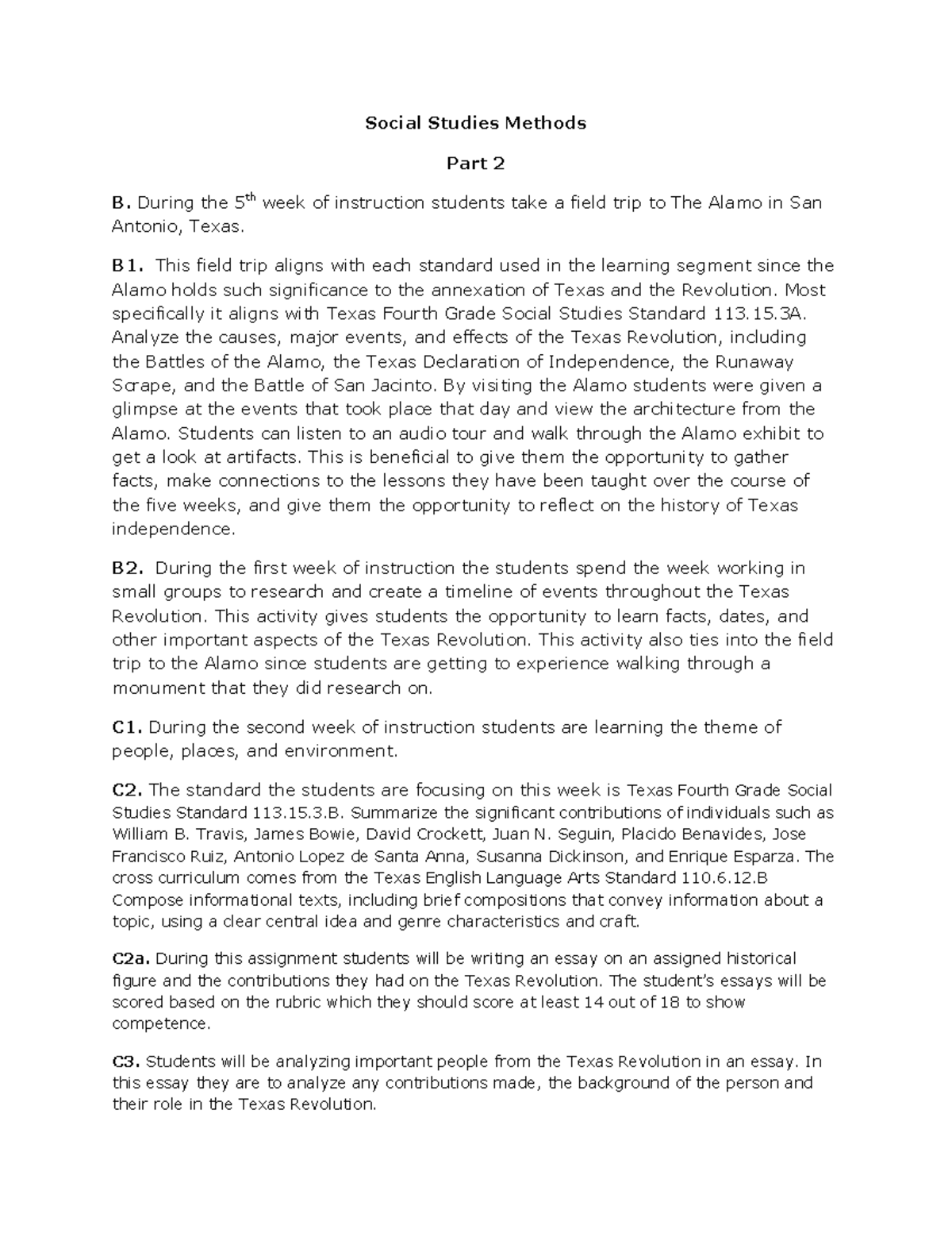 Social Studies Methods part 2 - Social Studies Methods Part 2 B. During ...
