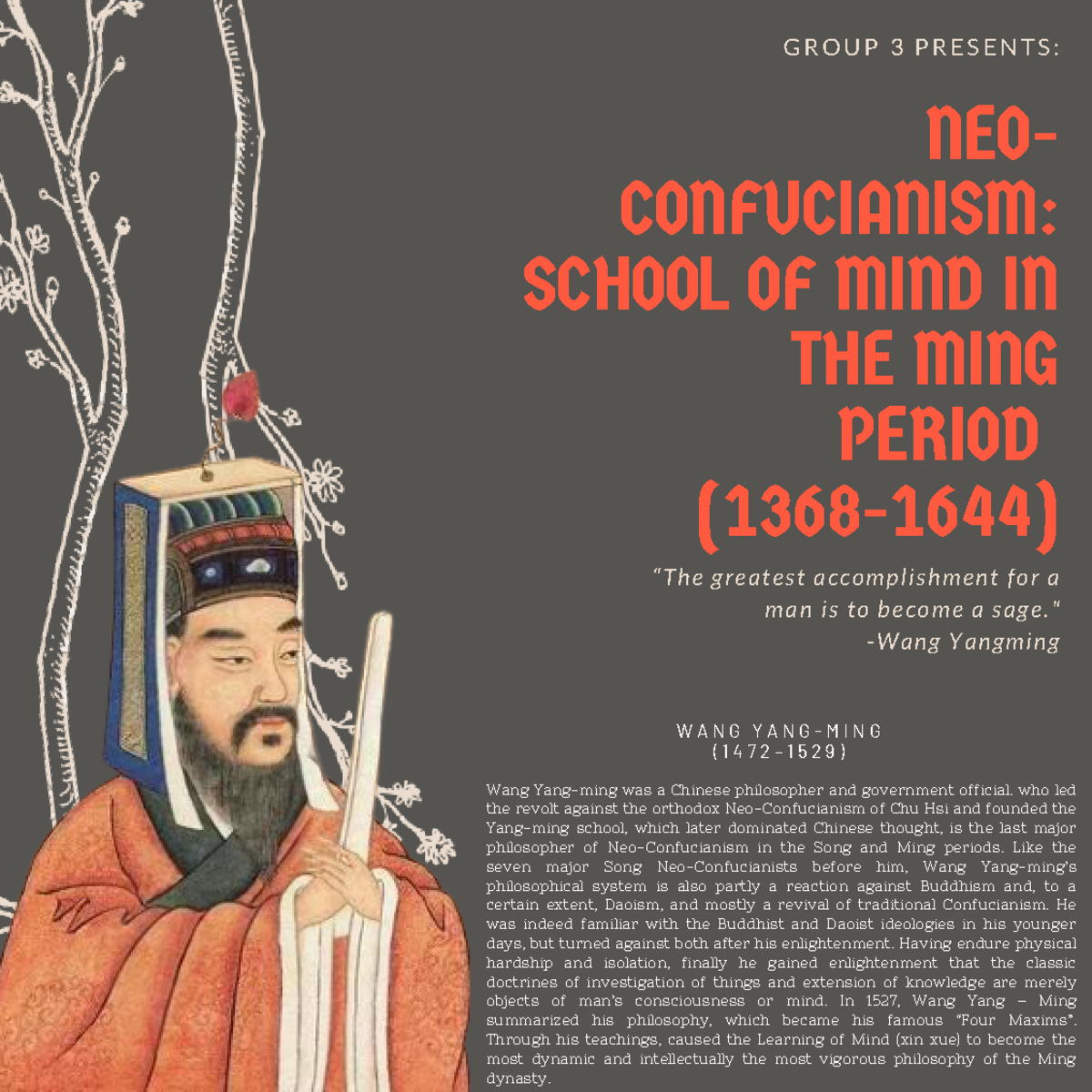 Brochure Wang Yang-ming - NEO- CONFUCIANISM: SCHOOL OF MIND IN THE MING ...