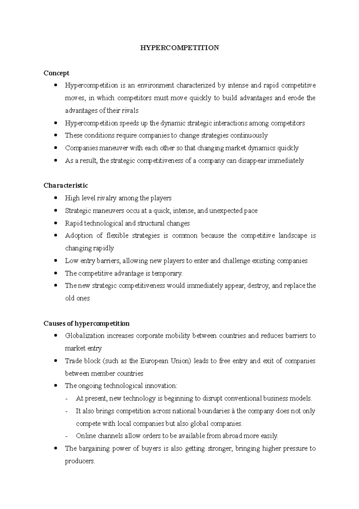 Hypercompetition - The new strategic competitiveness would immediately ...