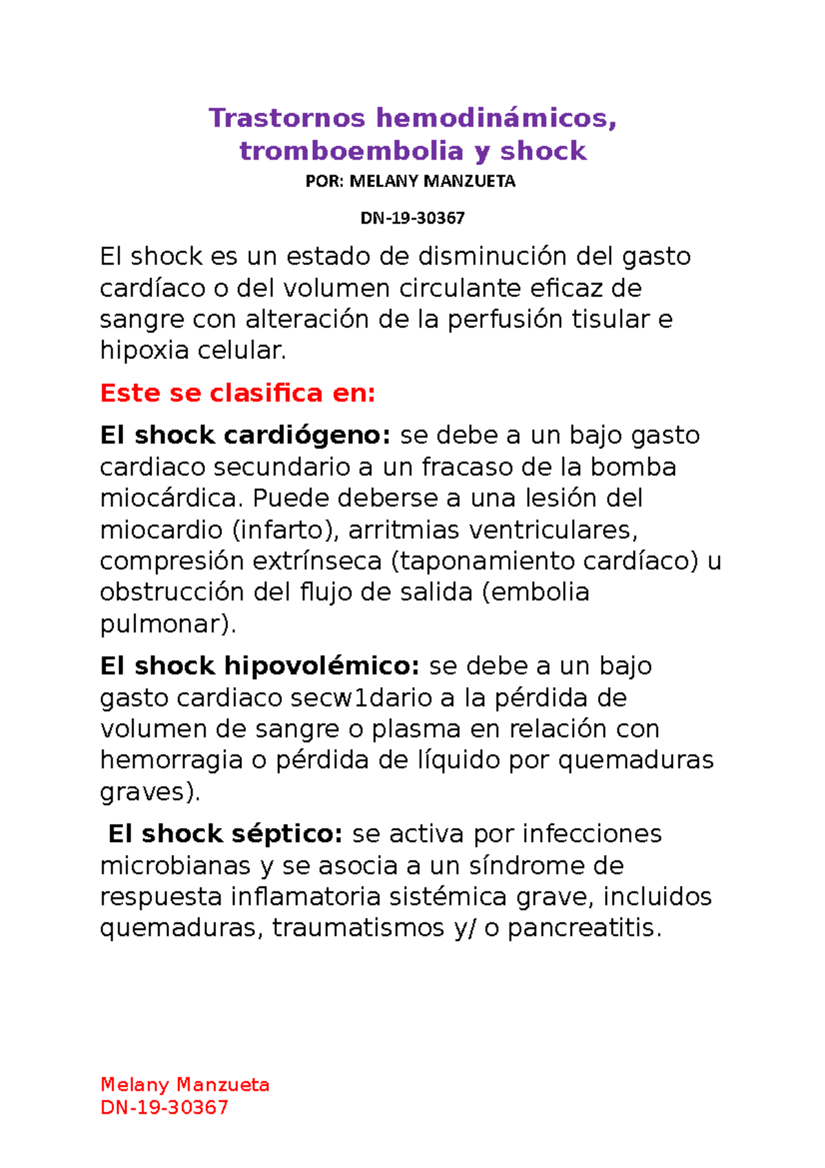 Trastornos hemodinámicos - Trastornos hemodinámicos, tromboembolia y shock POR: MELANY MANZUETA ...