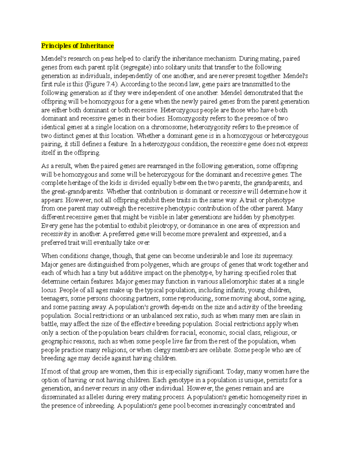 Principles of Inheritance - Principles of Inheritance Mendel's research ...