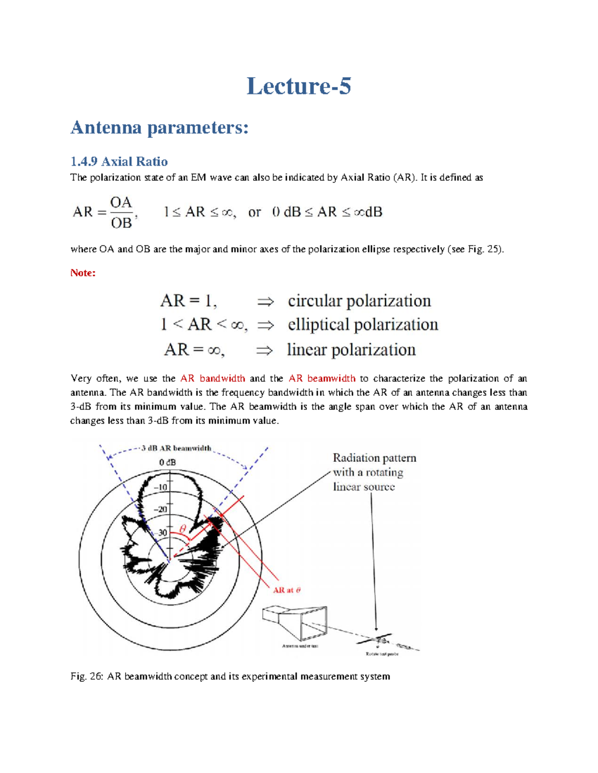 Lecture 5 - with an interesting background - Lecture- Antenna parameters: 1.4 Axial Ratio The ...