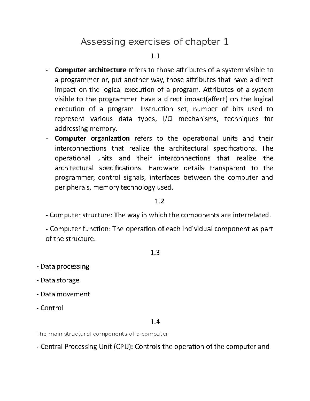 SE172246-Assessing exercises of chapter 1 - Assessing exercises of ...
