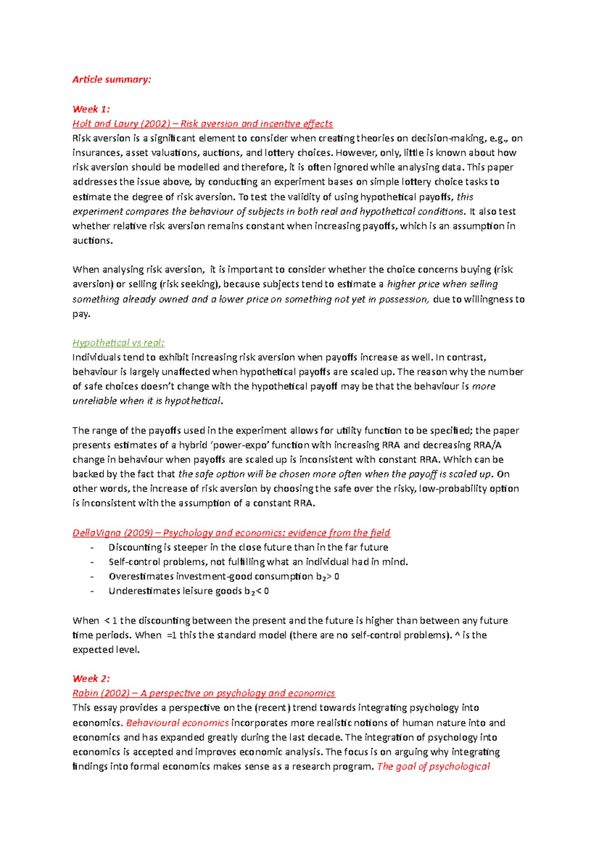 Article summary intermediate microeconomics - Article summary: Week 1 ...