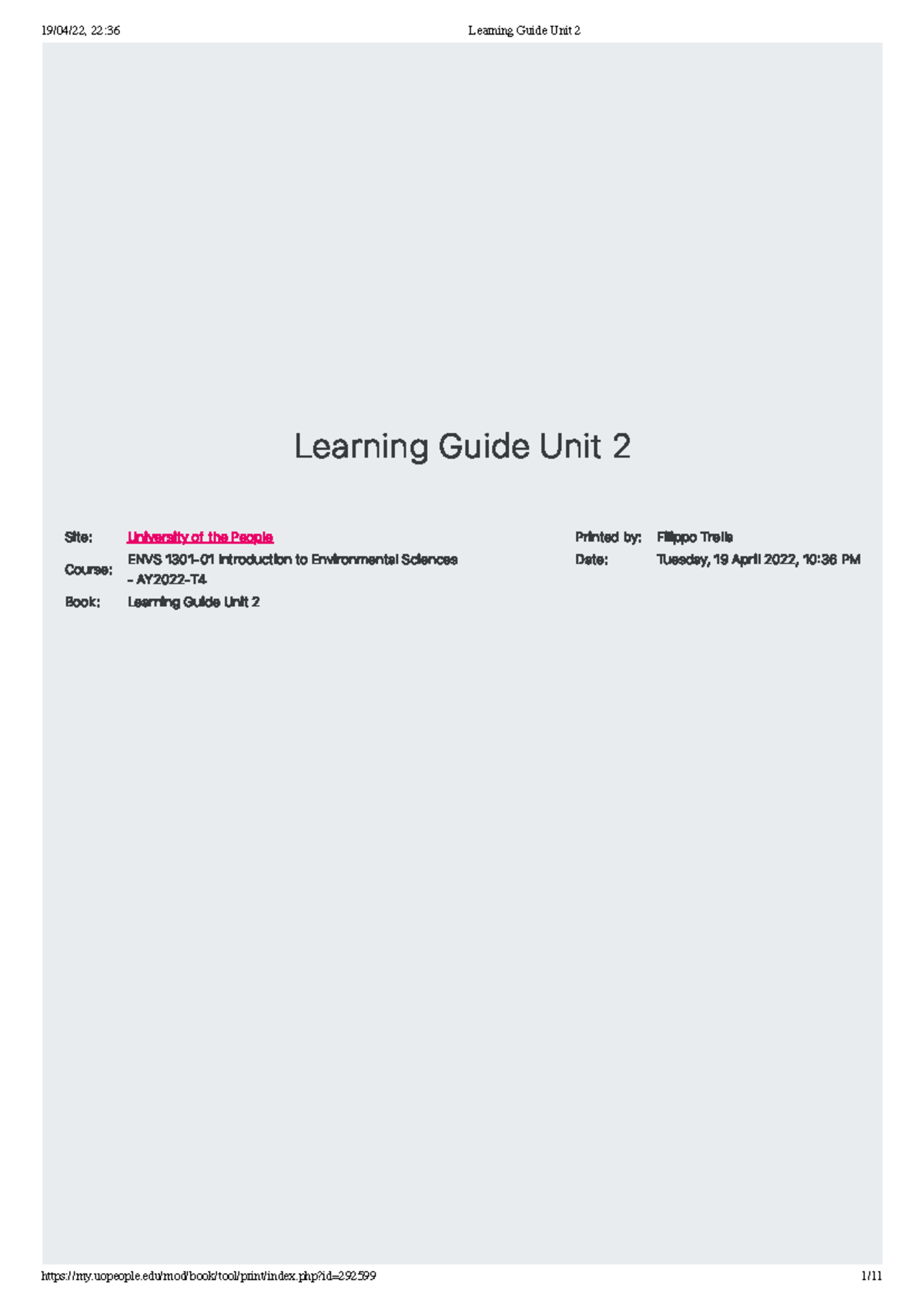 Learning Guide Unit 2 - Describe the basic types of ecosystems on Earth ...