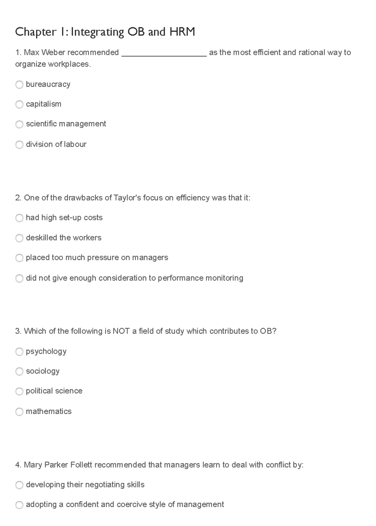 Chapter 1: Integrating OB and HRM People, Management and Organizations ...