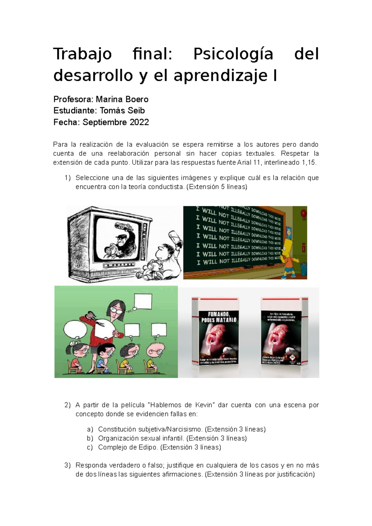 Tomás Seib. Psicología del desarrollo y del aprendizaje. Septiembre 2022 - Trabajo final ...