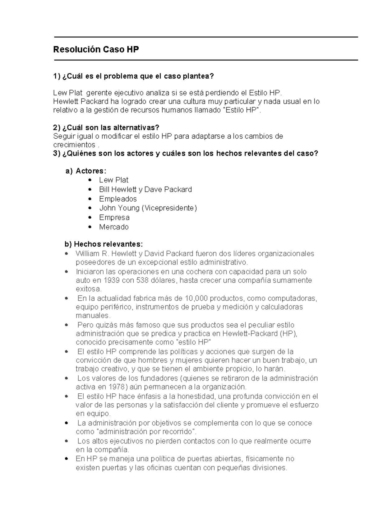 59166312-Caso-HP - jjnnnn - Resolución Caso HP ¿Cuál es el problema que ...