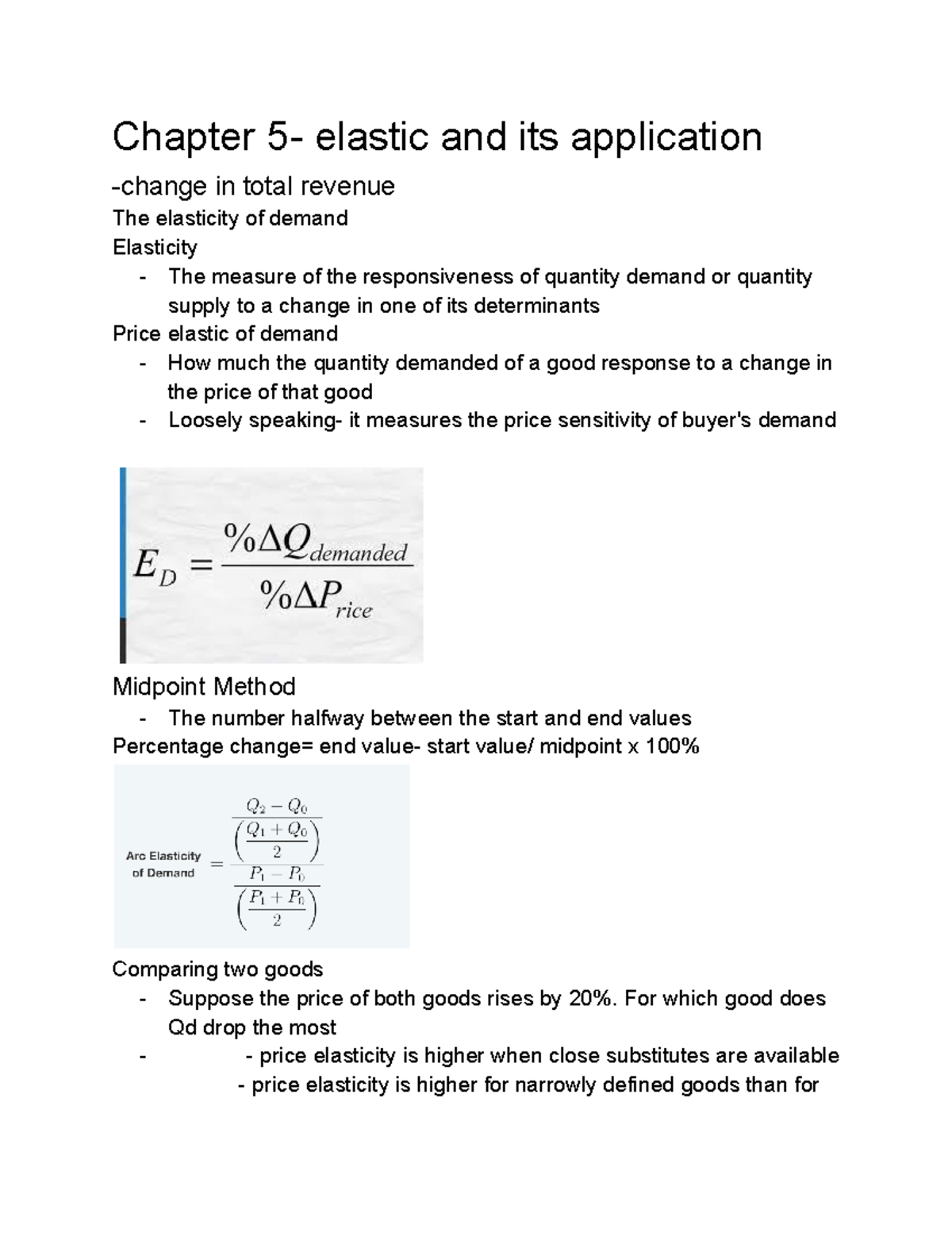 Chapter 5 Micro - Chapter 5- elastic and its application -change in total revenue The elasticity ...
