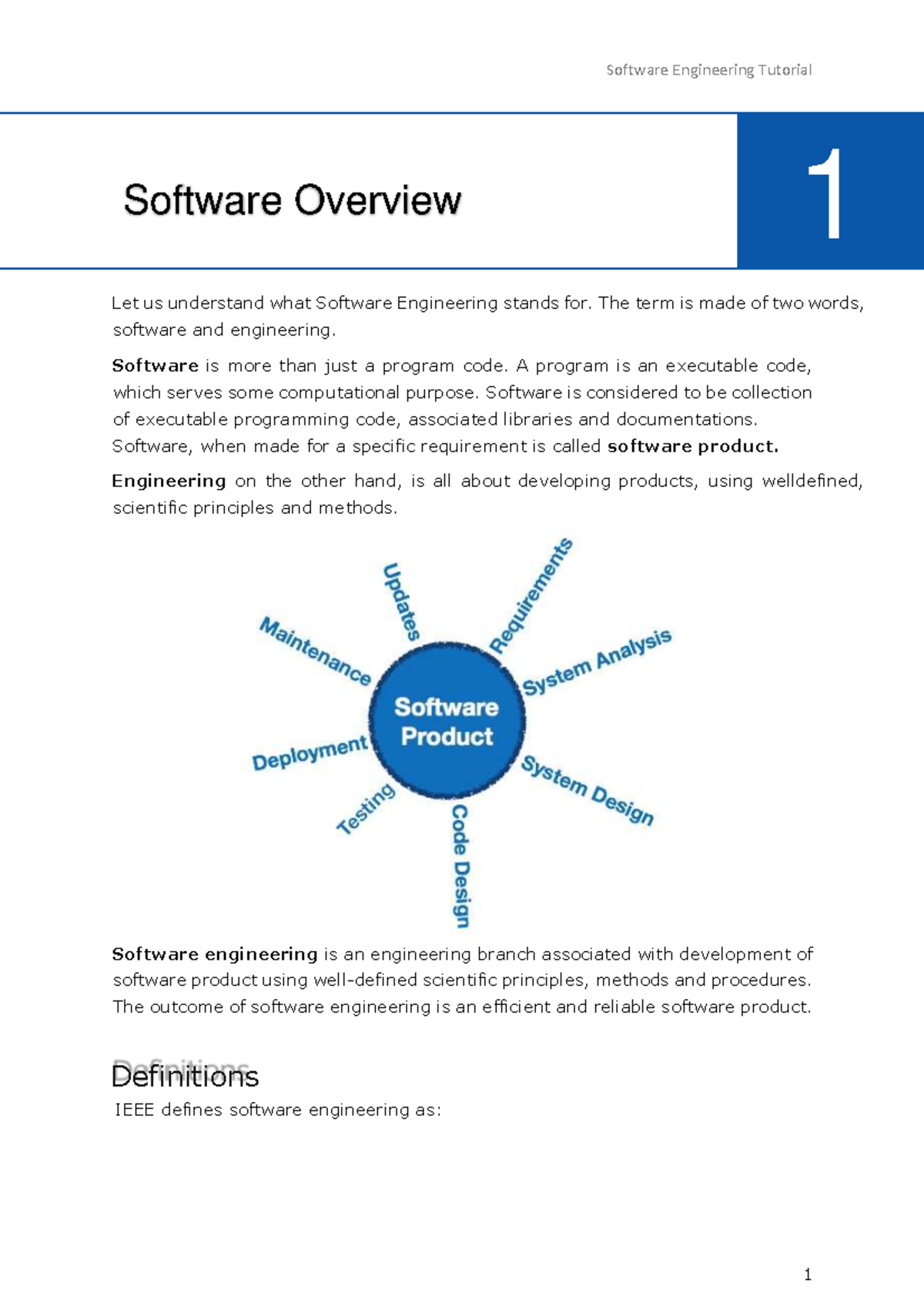 Software Overview - Let us understand what Software Engineering stands ...