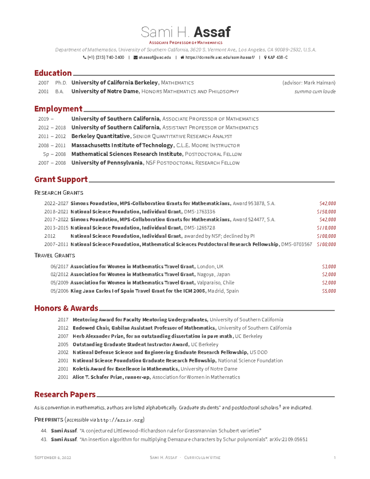 Vita 1042803 - ... - Sami H. Assaf ASSOCiATE PROFESSOR OF MATHEMATiCS ...