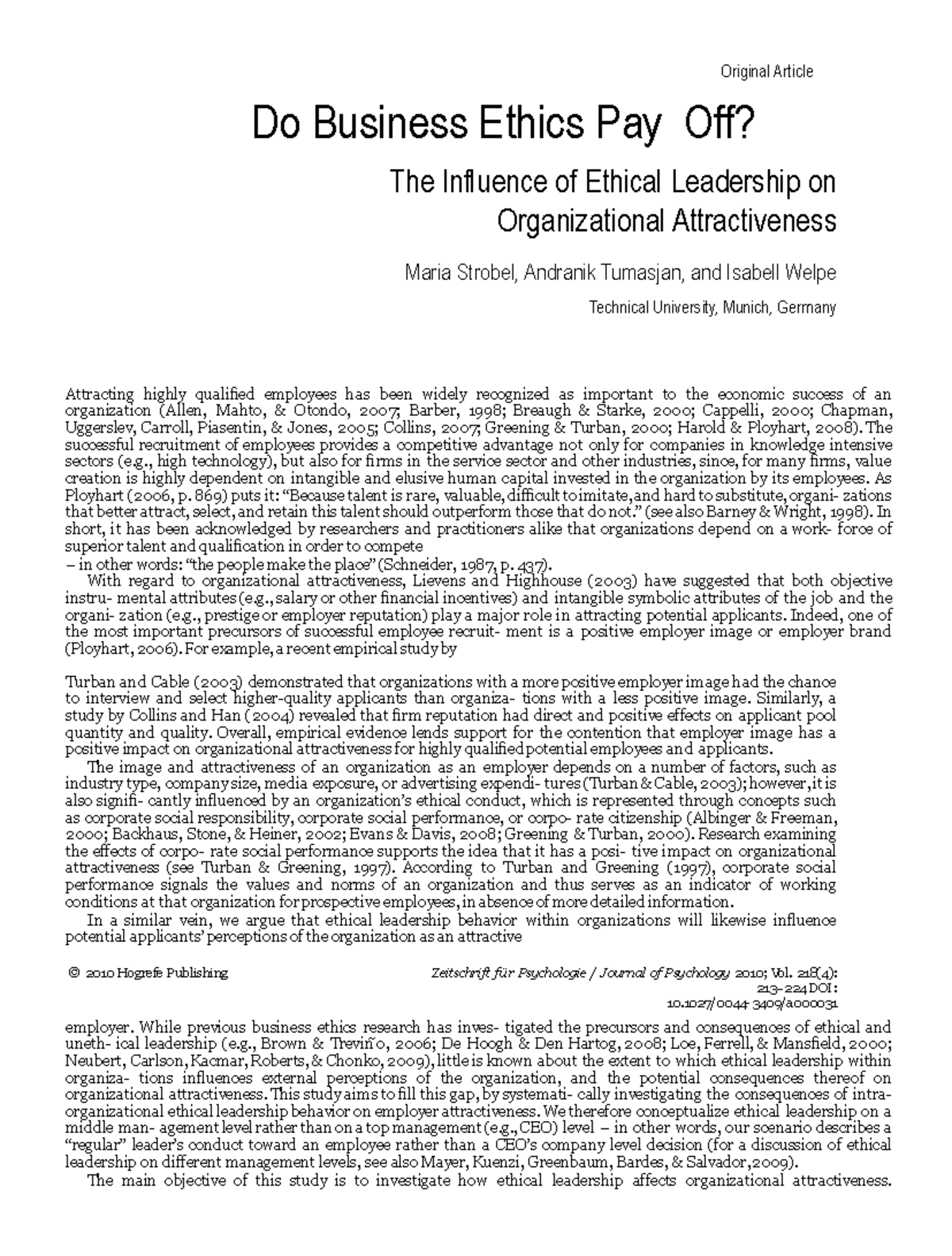Do Business Ethics Pay Off - Original Article Do Business Ethics Pay ...