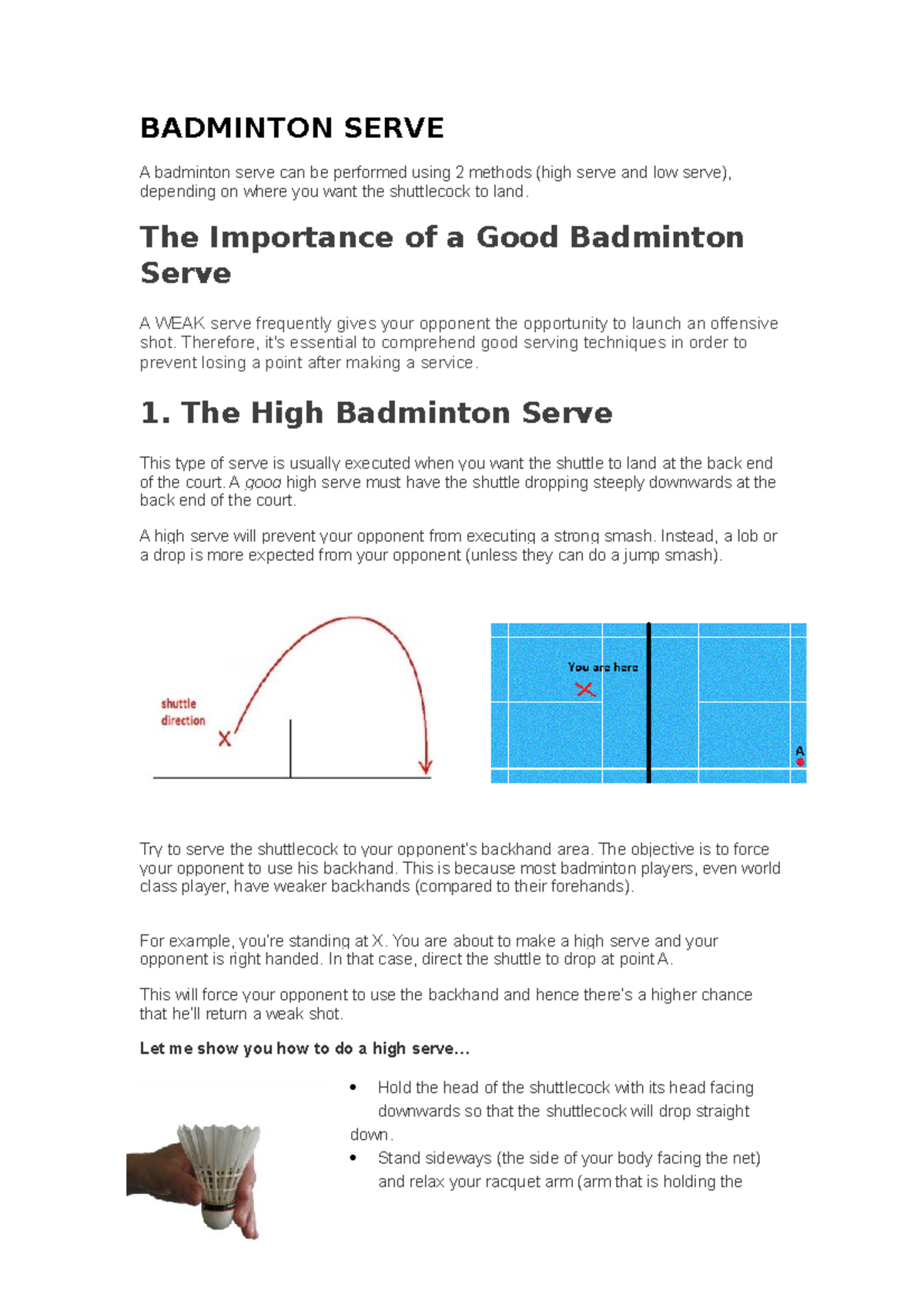 Badminton-Serving-Tech - BADMINTON SERVE A badminton serve can be ...