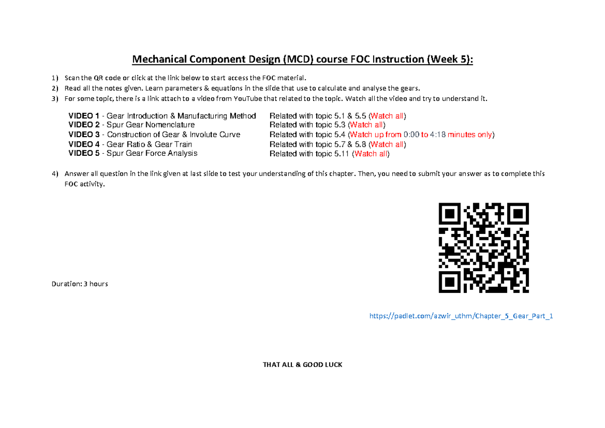 Exam 15 October 2020, questions - Mechanical Component Design (MCD ...